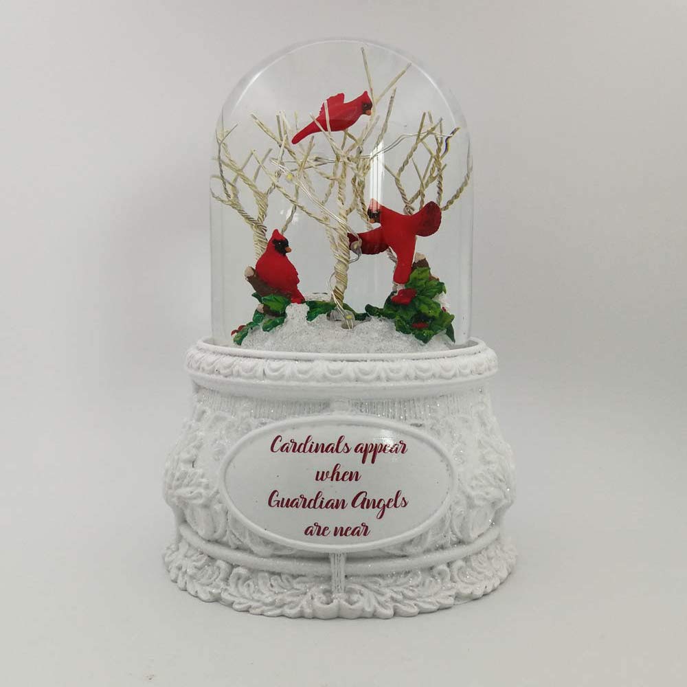 Roman - Lighted Musical Tree with Cardinal Dome, 100mm, 6.25" H, Resin, Glass, Water, Christmas Collection, Home Decor, Adorable Gift, Durable, Beautifully Detailed