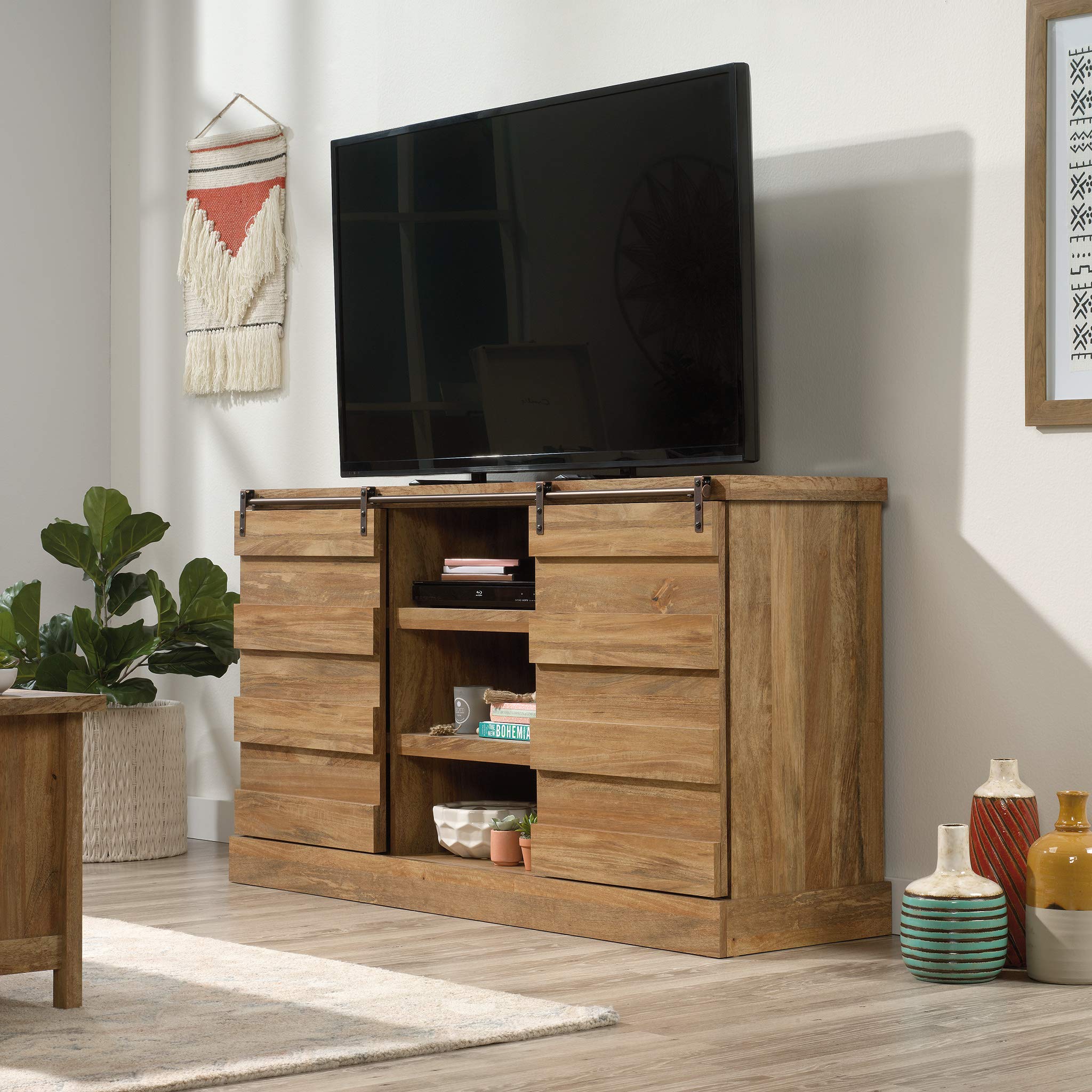 Sauder Cannery Bridge Credenza, for TVs up to 60", Sindoori Mango