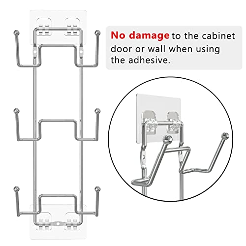 VZINO 2 Pack Pot Lid Organizer Rack for Cabinet Door/Wall, No Drilling Adhesive Wall/Door Mounted Pot and Pan Lid Holder, Plating Metal, Silver