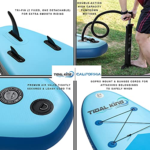 Tidal King California 10' 6" Stand Up Paddle Board Wide Stable ISUP - with Adjustable Paddle, Top Accessories - Pump, Leash & Backpack