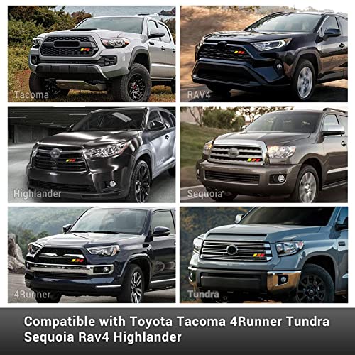 Tri-Color Front Grille Badge Emblem for Tacoma 4 Runner Tundra Sequoia Rav4 Highlander(Yellow/Orange/Red