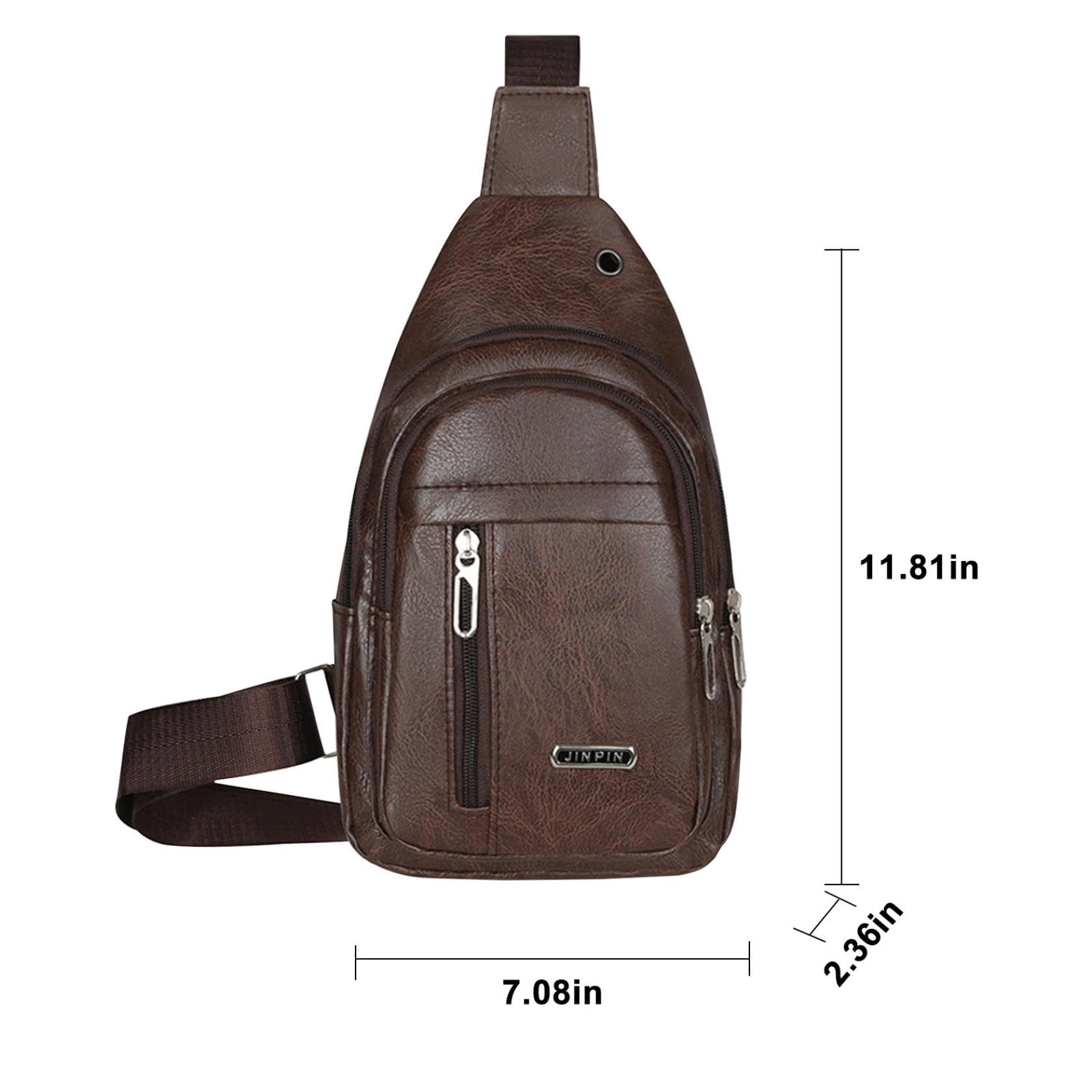 Str𝘢p B𝘢g Crossb𝘰dy Backpack With USB Hole With Headphone Hole Shoulder Str𝘢p Backpack Hiking Backpack Ch𝘦st Bag (Black-7)