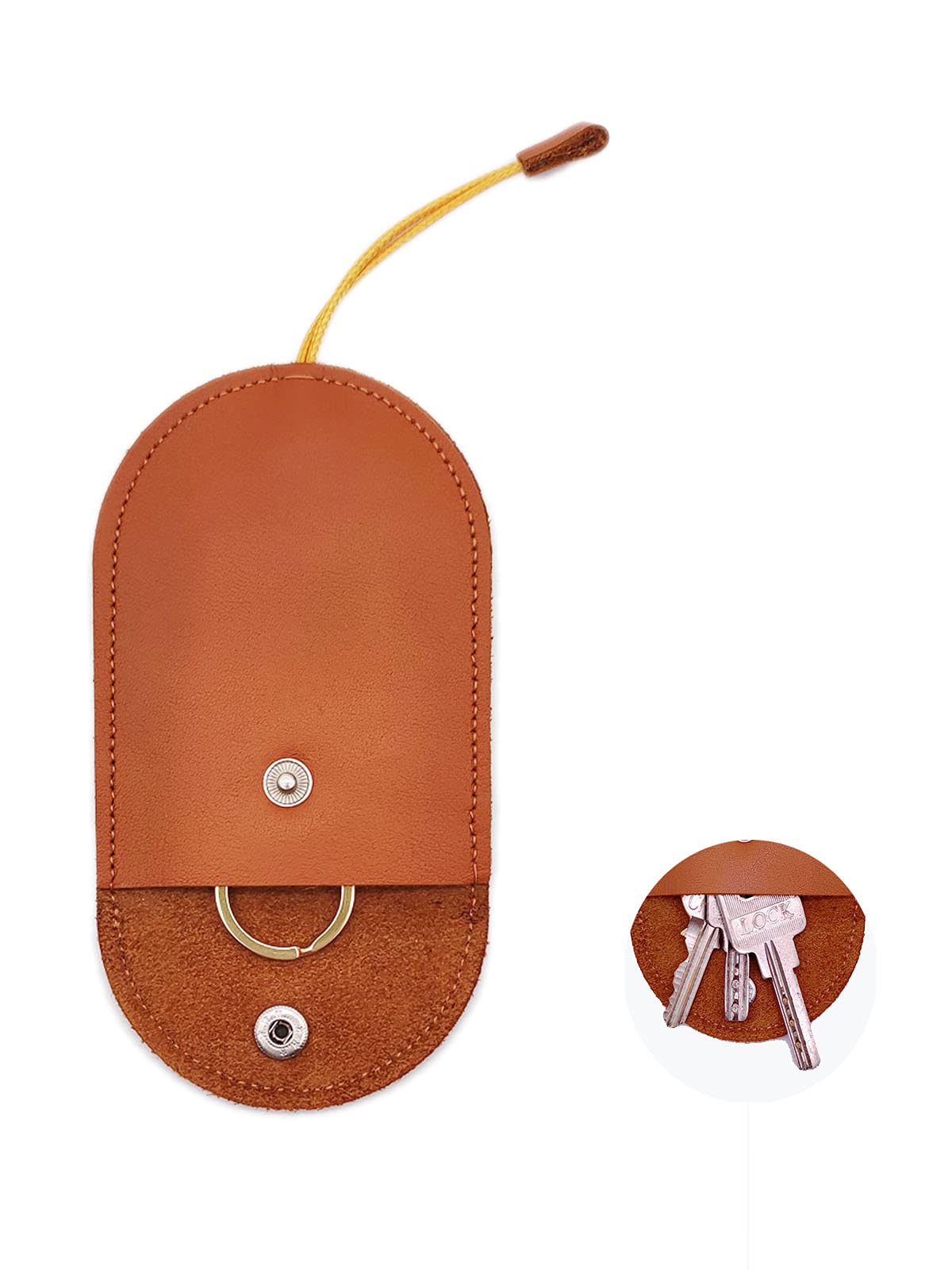 Y.L Car Key case,Genuine Leather Car Smart Key Chain Keychain Holder Metal Hook and Keyring for household keys and car keys