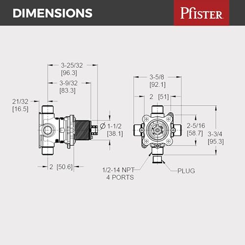 Pfister 0X8-310A PermaBalance Single Control Tub & Shower Rough-In Valve, Brass