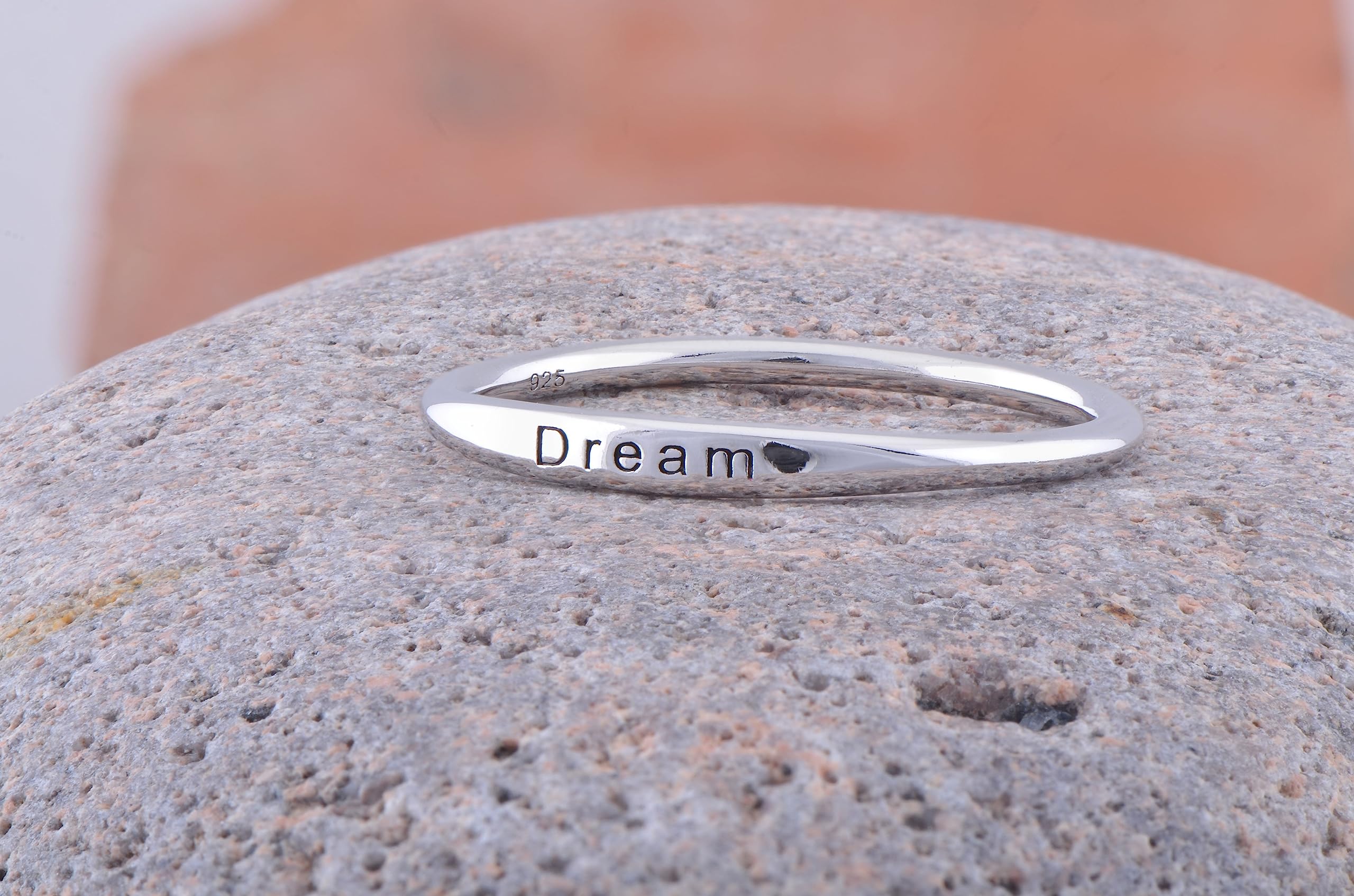 SILVERCLOSEOUT Rhodium Plated Sterling Silver Ladies Dainty Stacking Dream Ring - Size 9