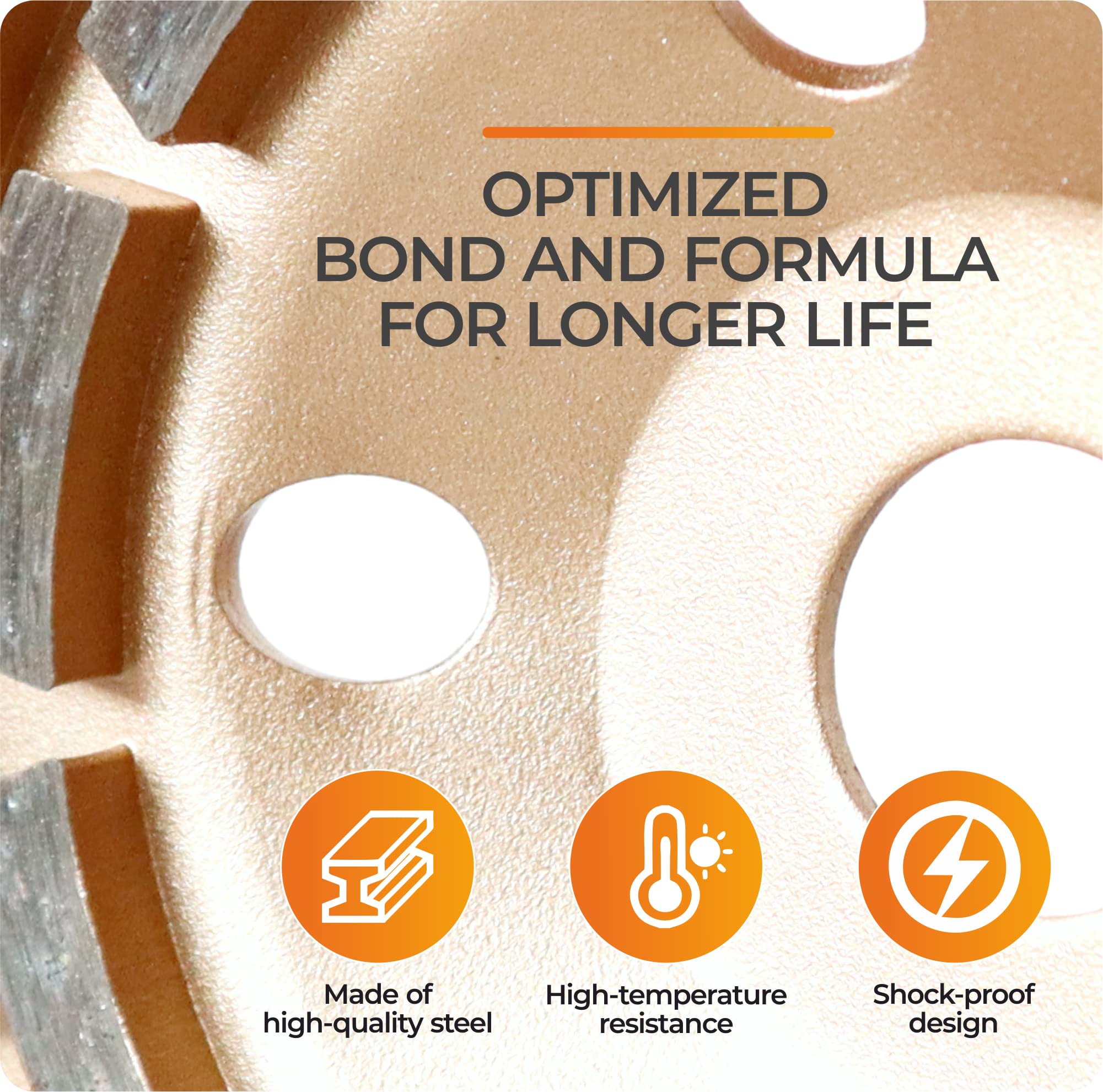 VARENO Diamond Concrete Grinding Wheel 5 inch for Polishing and Cleaning Stone Concrete Surface, Cement, Marble, Rock, Granite, and Thinset Removing, Angle Grinder Wheels Cup