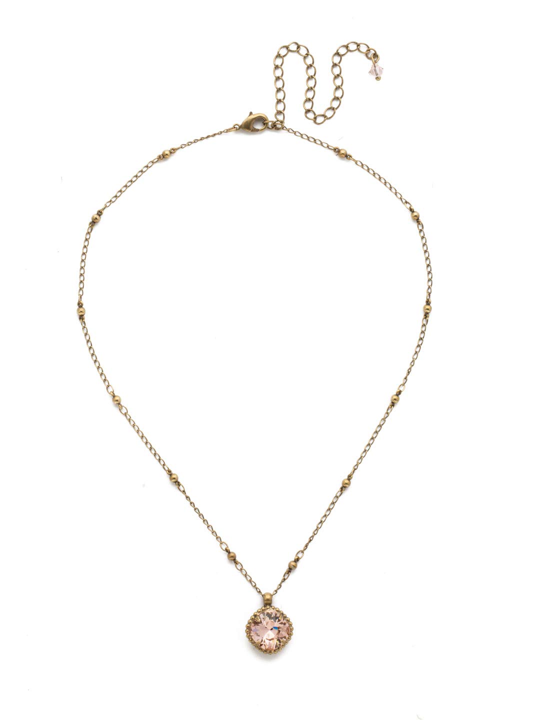 Sorrelli Essentials Cushion-Cut Solitaire Pendant Necklace, Antique Gold-Tone Finish, Vintage Rose