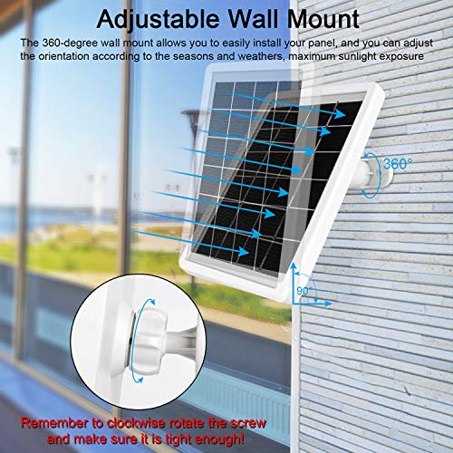 SmartRewin High Efficiency Monocrystalline Solar Panel Compatible with Reolink Camera,White(Work with Reolink Camera ONLY!)