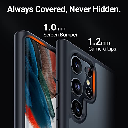 𝙏𝙊𝙍𝙍𝘼𝙎 MarsClimber Designed for Samsung Galaxy S22 Ultra Case 6.8'' [3 Stand Ways Metal Kickstand] [8FT Military Shockproof Protection] Translucent Matte for Samsung S22 Ultra Case Mystic Black