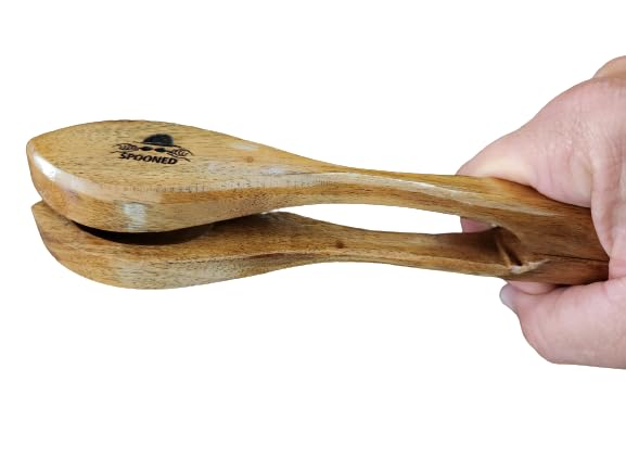 Wooden Musical Spoons - Hand Percussion - Appalachian Folk Instrument (Brown)