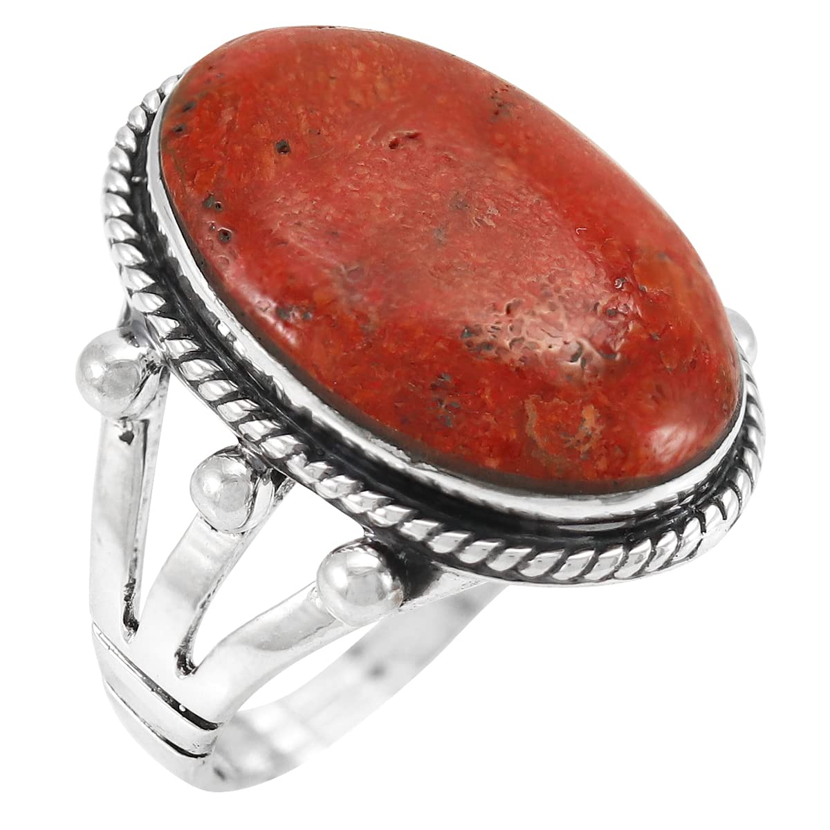 Turquoise Network Coral Ring Sterling Silver 925 Genuine Gemstones Size 6 to 11 (8)