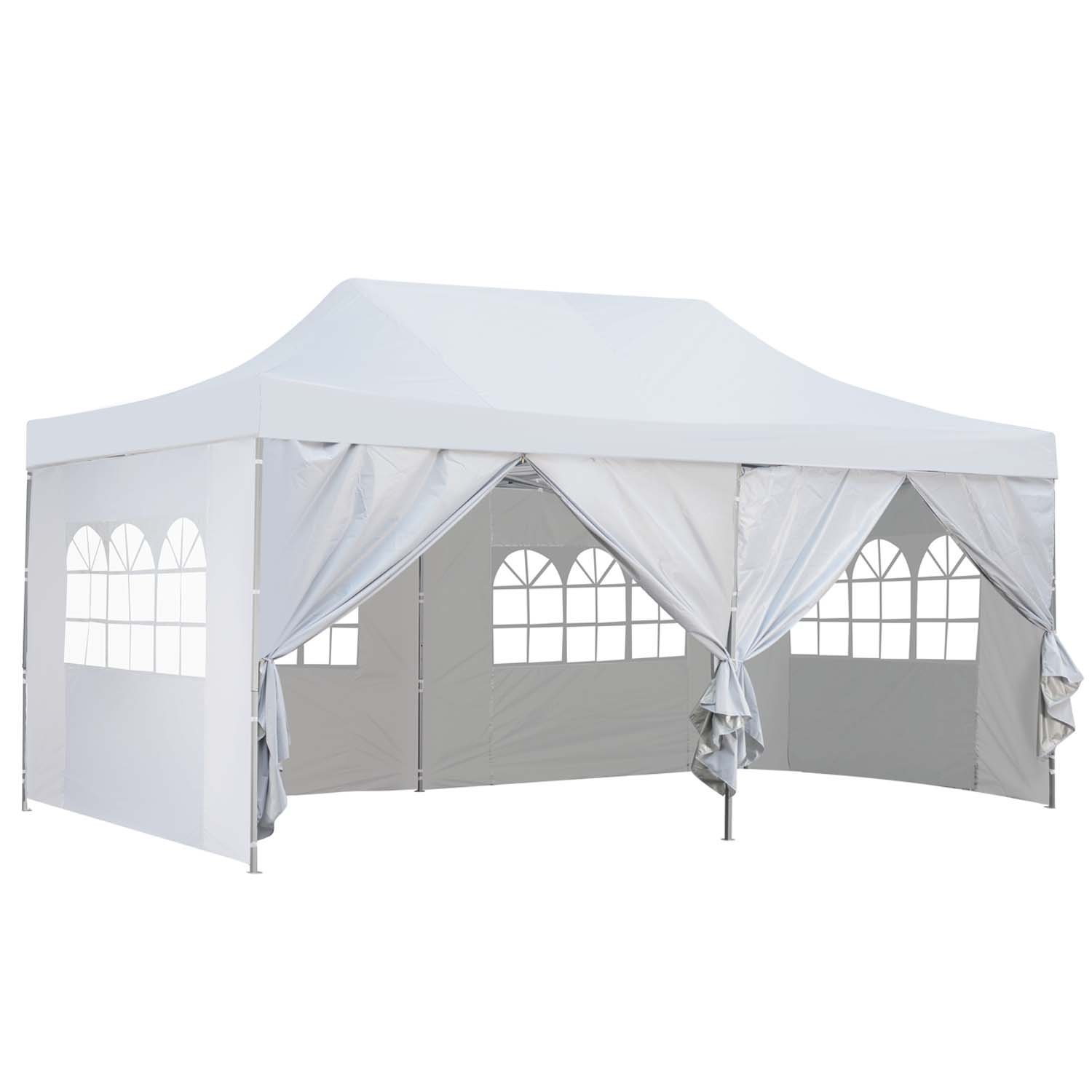 outdoor basic 10x20 Ft Pop up Canopy Party Wedding Gazebo Tent Shelter with Removable Side Walls White For Hiking