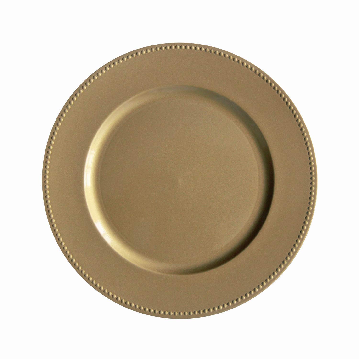 WELMATCH Gold Plastic Beaded Charger Plates - 12 pcs 13 Inch Round Wedding Party Decroation Charger Plates (Gold, 12)