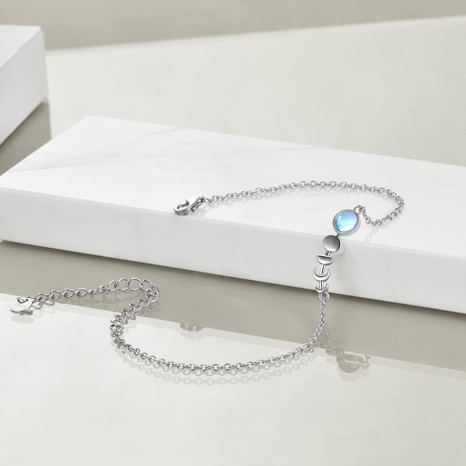 TIGER RIDER 925 Sterling Silver Moon Bracelet Moonstone Jewelry for Her