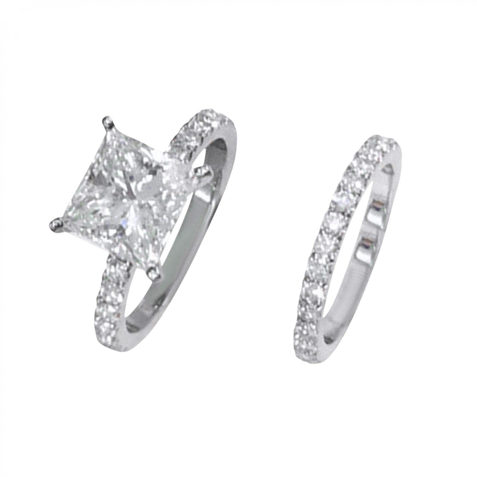 XIAOMEIO Rings for Women,Gifts for Women,Square Bridal Rhinestone Engagement Ring Full Diamond Zirconia Solitaire Ring
