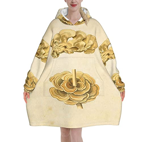 Vintage Mushrooms Wearable Blanket Shirt Printed Pullover Super Dalian Hoodie Tv Blanket With Sleeves And Pockets