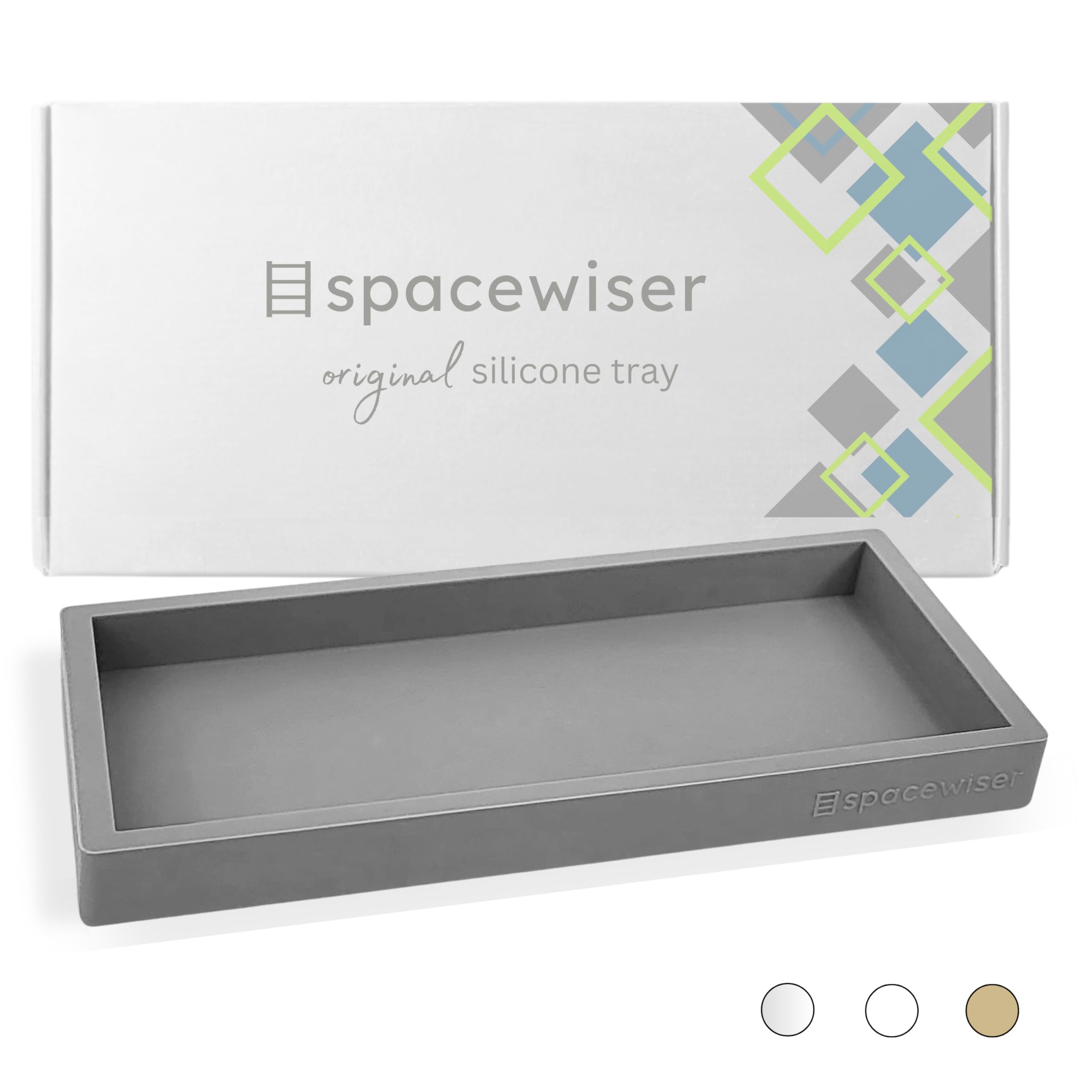 Spacewiser Countertop and Vanity Tray β Small 7.7" Silicone Soap Dispenser Tray, Shatterproof Flexible Bathroom Tray, Kitchen Sink Tray for Soap Bottles, Key Trinket Ring Tray, Original Silicone Tray