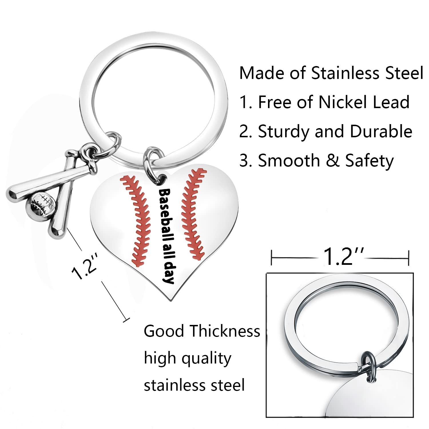 WSNANG Baseball Keychain Baseball Player Gifts Baseball Lover Jewelry Baseball Team Baseball Coach Thank You Gift (silver)