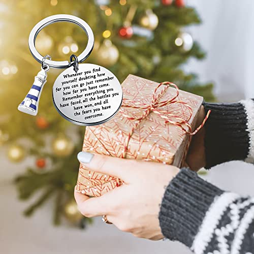 TIIMG Lighthouse Motivational Gifts Nautical Lighthouse Keychain Prayer Religious Christian Gifts (Lighthouse whenever)