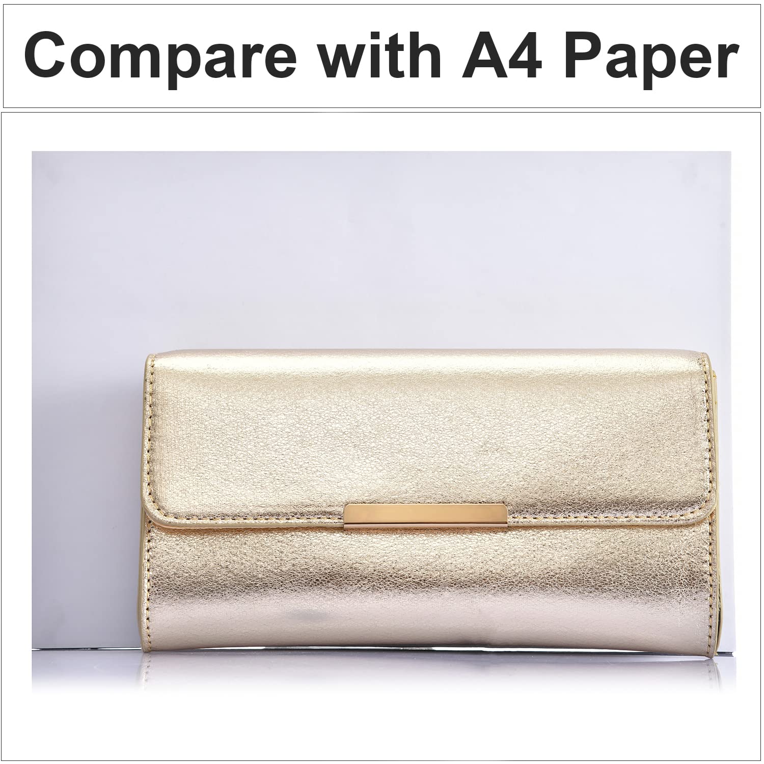 WOO Classic Clutch Bag for Evening Party Soft Metallic PU Elegant Shoulder Crossbody Purse Design for Formal Occasion (Gold)