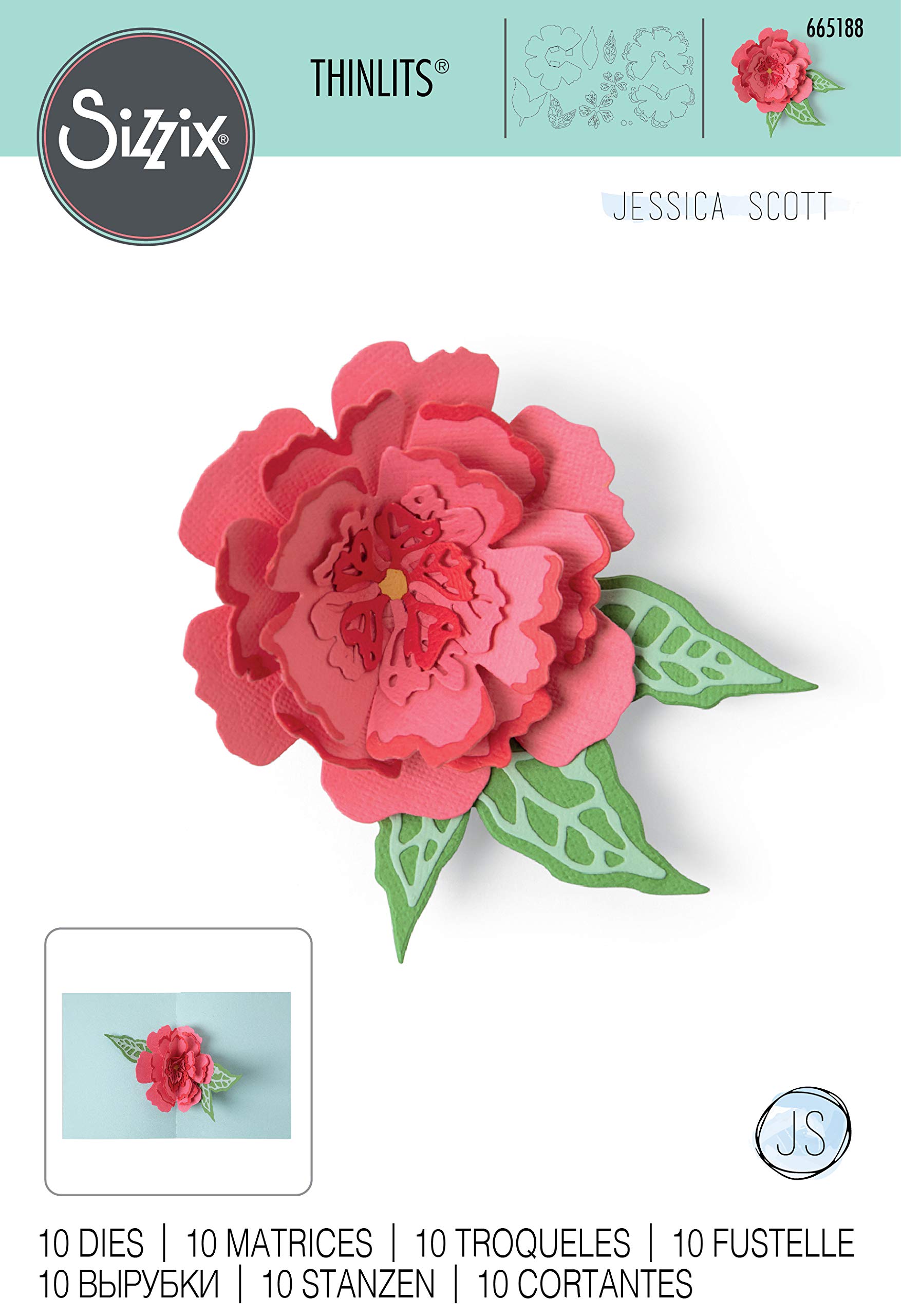 Sizzix Thinlits Die Set 10PK Pop-Up Flower by Jessica Scott, 665188