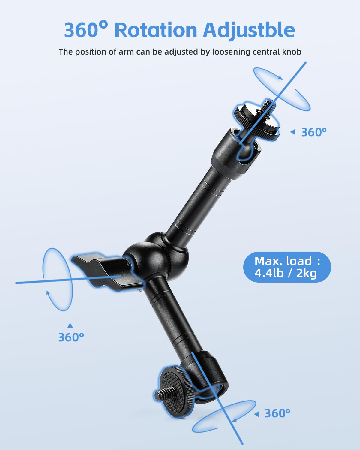 UTEBIT Adjustable Magic Arm with Super Clamp,9 inch with 1/4" and 3/8" Thread,Articulating Arm Clamp Friction Power Arm Crab Screw Kit for LCD Monitor, LED Light, Flash Light, Camera Rig