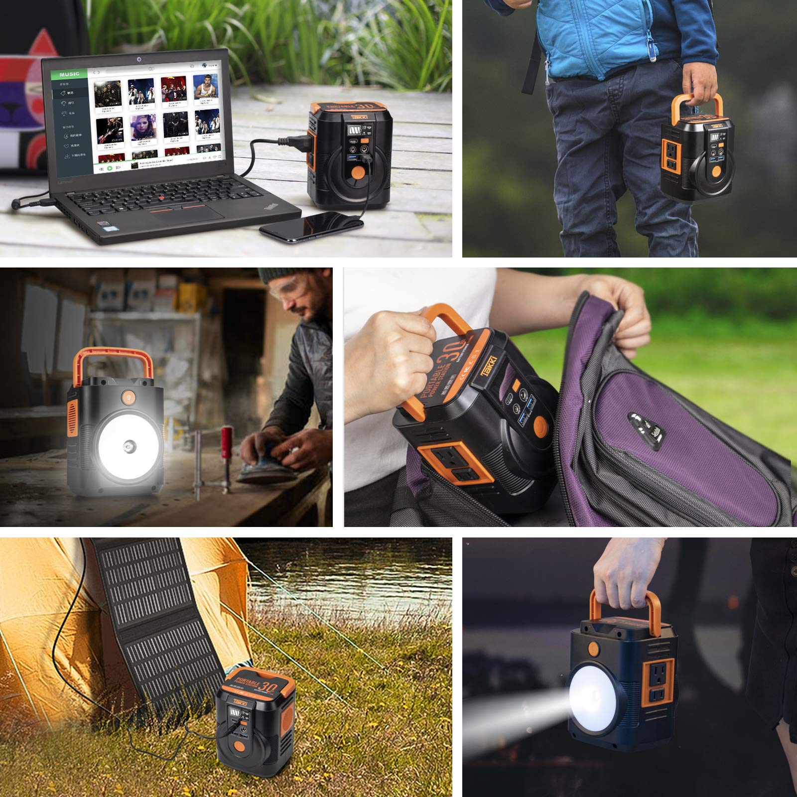 Takki 111Wh Portable Power Station with 30W Solar Panel Included for Camping Outdoor Laptop Emergency