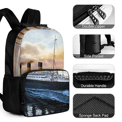 Retro Titanic Famous Old Historic Laptop Backpack Lightweight 16 Inch Travel Backpack Shoulder Bag Daypack for Men Women