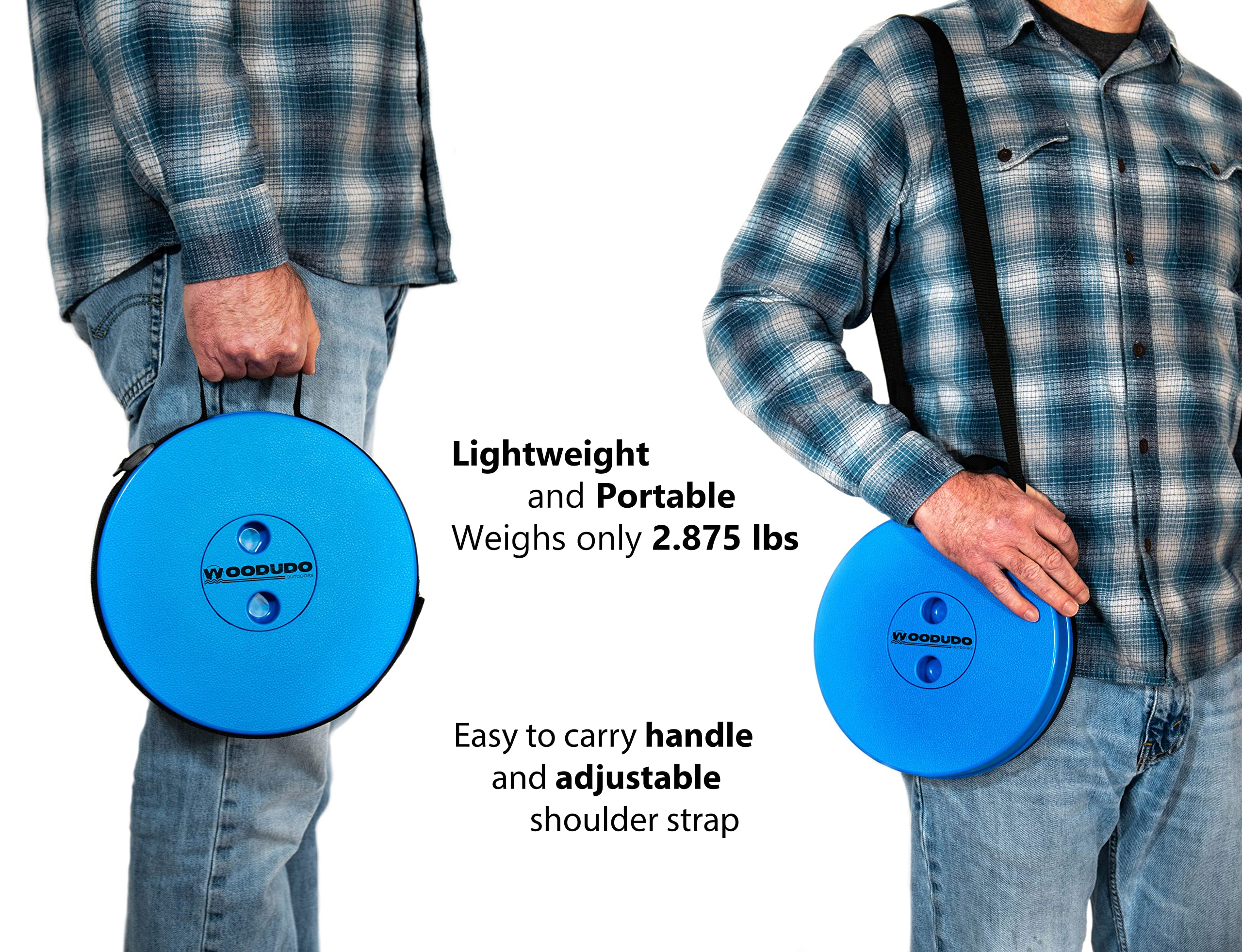 Woodudo Outdoors - Telescopic Stool with Water Proof Cushion - Adjustable Pop Up Stool - Expandable Retractable Stool - Portable Folding Stool Camping, Hiking, and Fishing