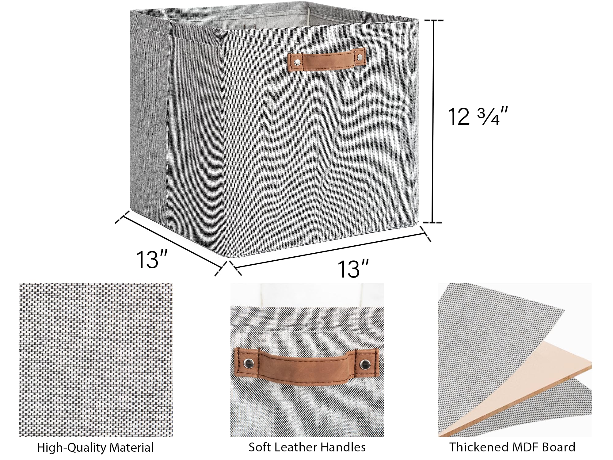 StorageWorks 45L Extra Large Fabric Storage Bins and Storage Box with PU Handles