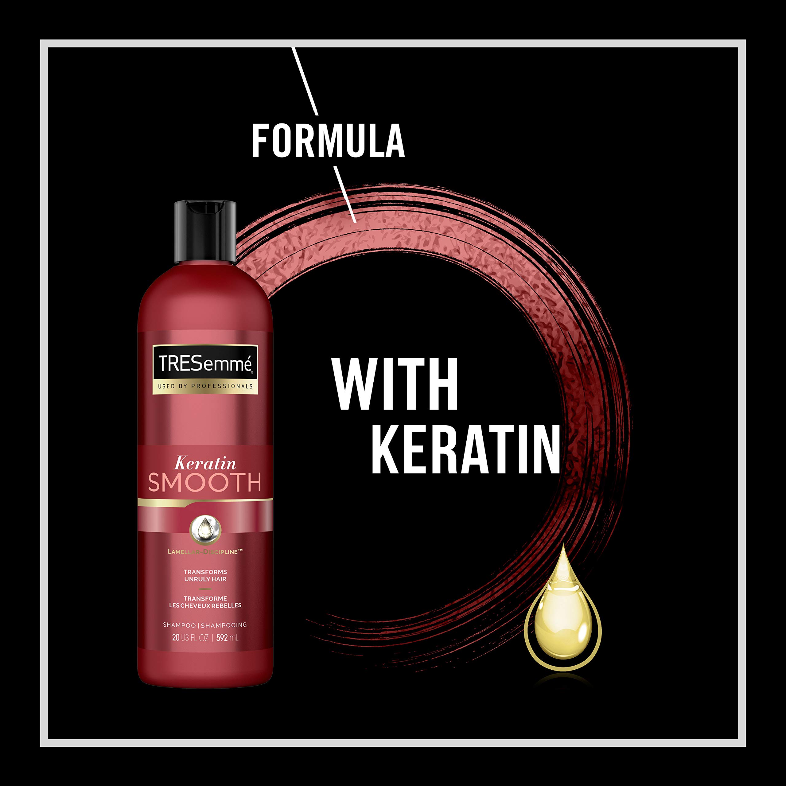TRESemmé Shampoo Keratin Smooth 4 Count For dry hair Sleek Look for Up to 72 Hours 20 oz
