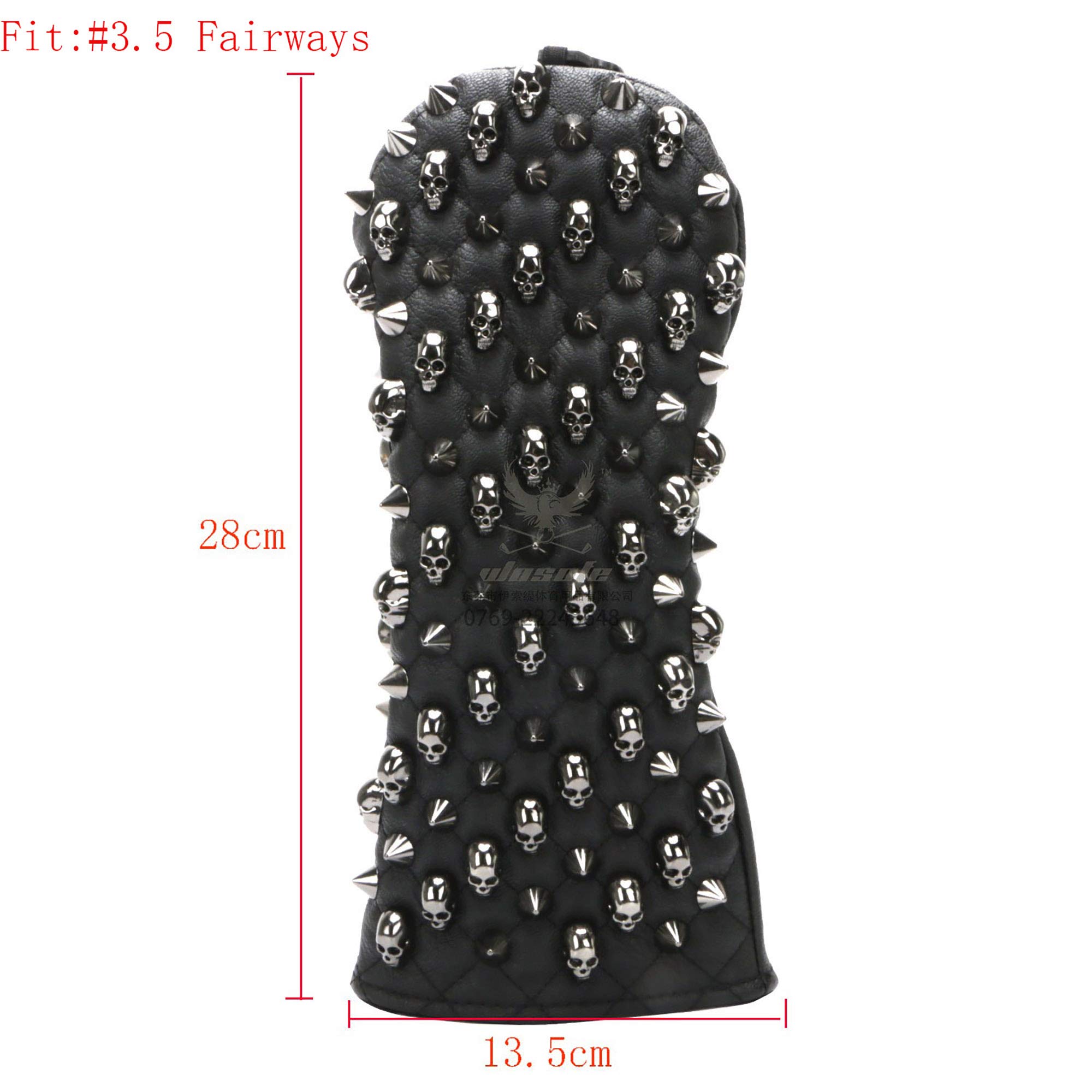 Yajun PU Golf Head Covers Golf Club Driver Fashion Rivets Headcovers for #1 Driver #3#5 Fairway Wood Golf Protector 3Pcs,White