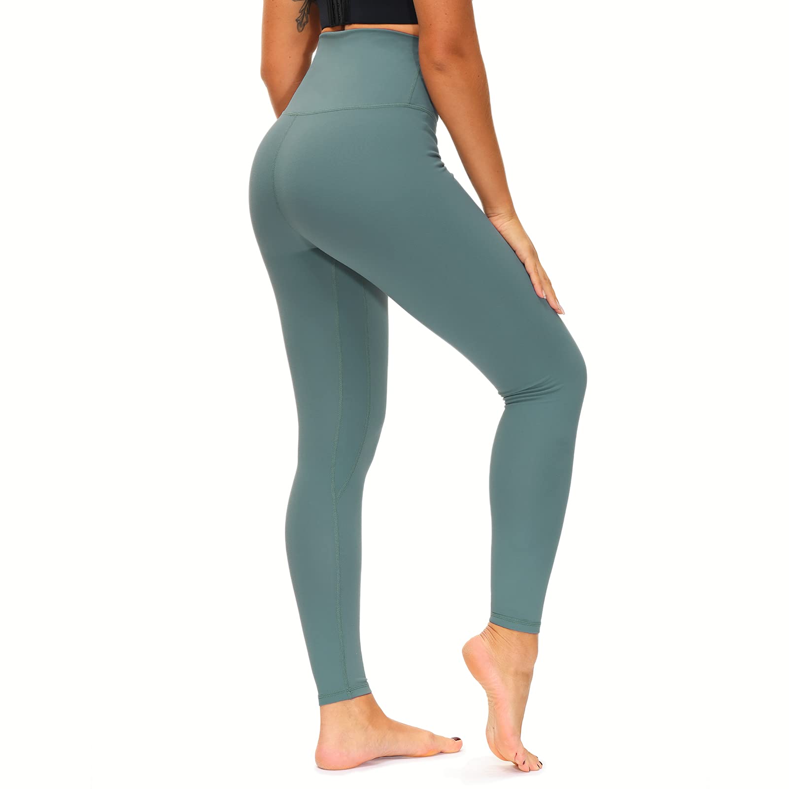 Women's High Waisted Yoga Leggings Workout Gym Tummy Control Athletic Butt Lift Compression Seamless Pants Pine Green XS