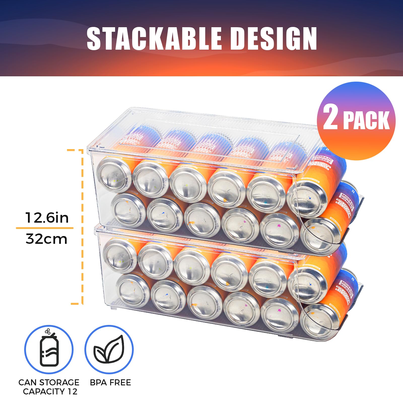SCAVATA 2 Pack Skinny Can Organizer & 2 Pack Tall Cans of 16oz & 17oz Organizer