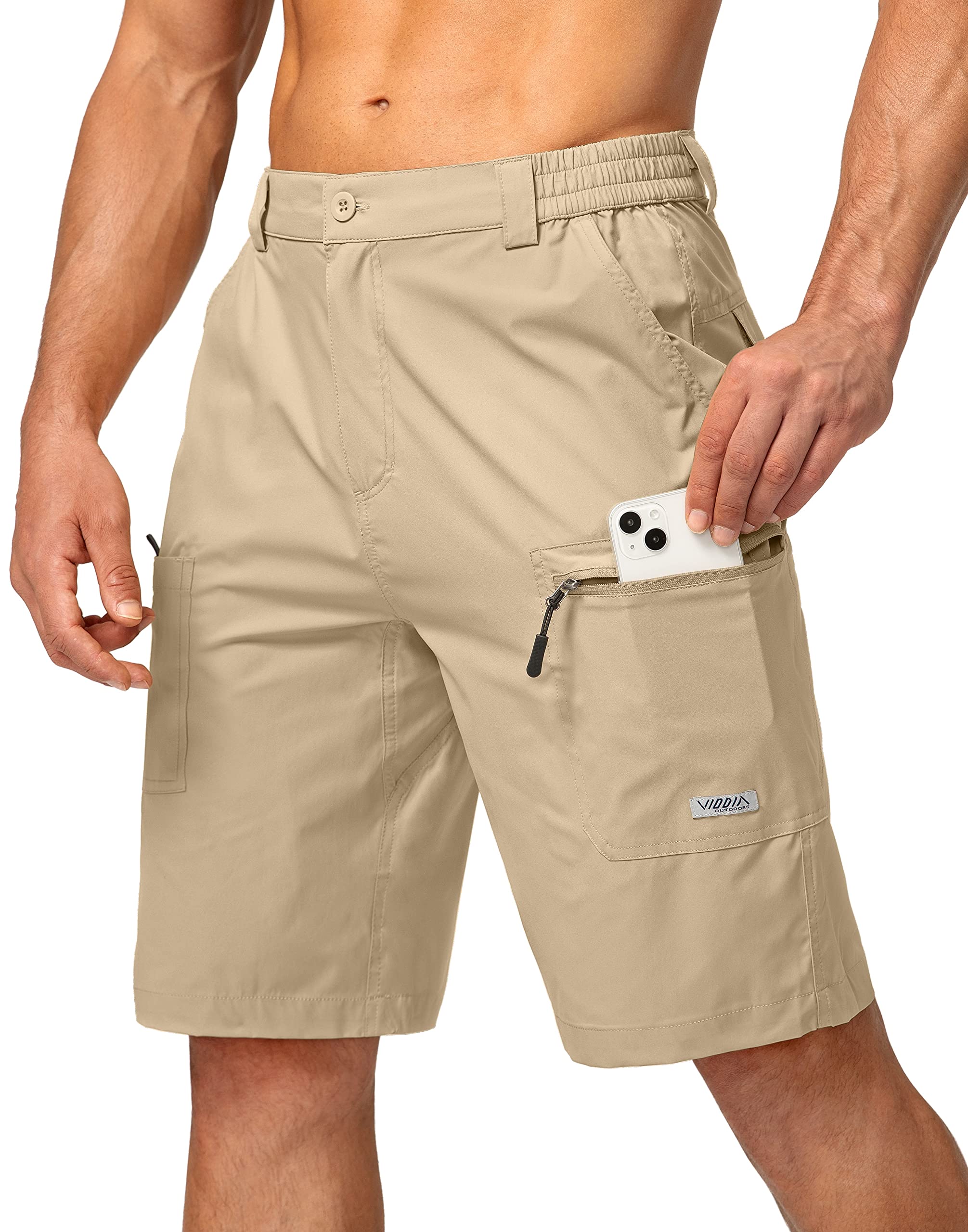 Viodia Men's Hiking Cargo Shorts with Multi Pockets Quick Dry Stretch Tactical Shorts for Men Fishing Outdoor