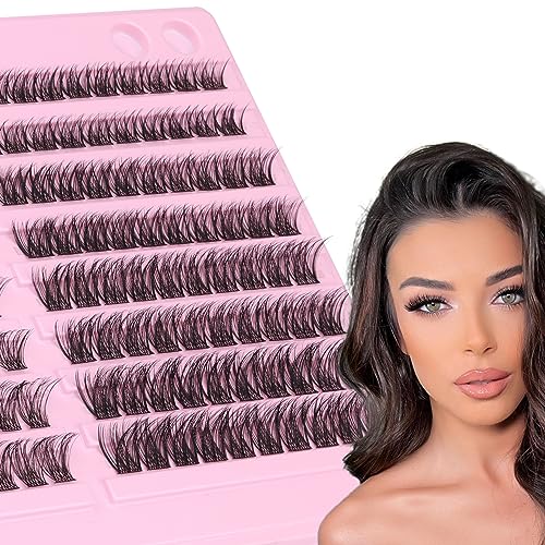 Self Adhesive Cluster Lashes Lash Clusters DIY Lashes Extension Cluster Lashes D Curl Wispy 2 Style Individual Lashes Extension 168 pcs Natural Look 10-16mm Faux Mink Cluster Eyelash DIY at Home