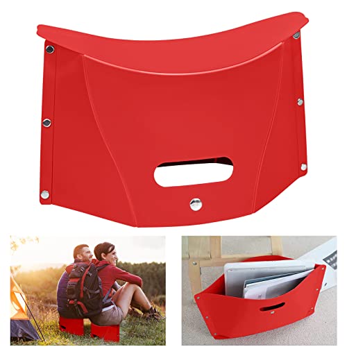 WTTORDE Camping Stool, Portable Folding Camping Stool for Camping Hiking Gardening, Small Camping Seat Sturdy Stool for Fishing and Beach, It Can Also be Used to Store Your Small Objects (Red)