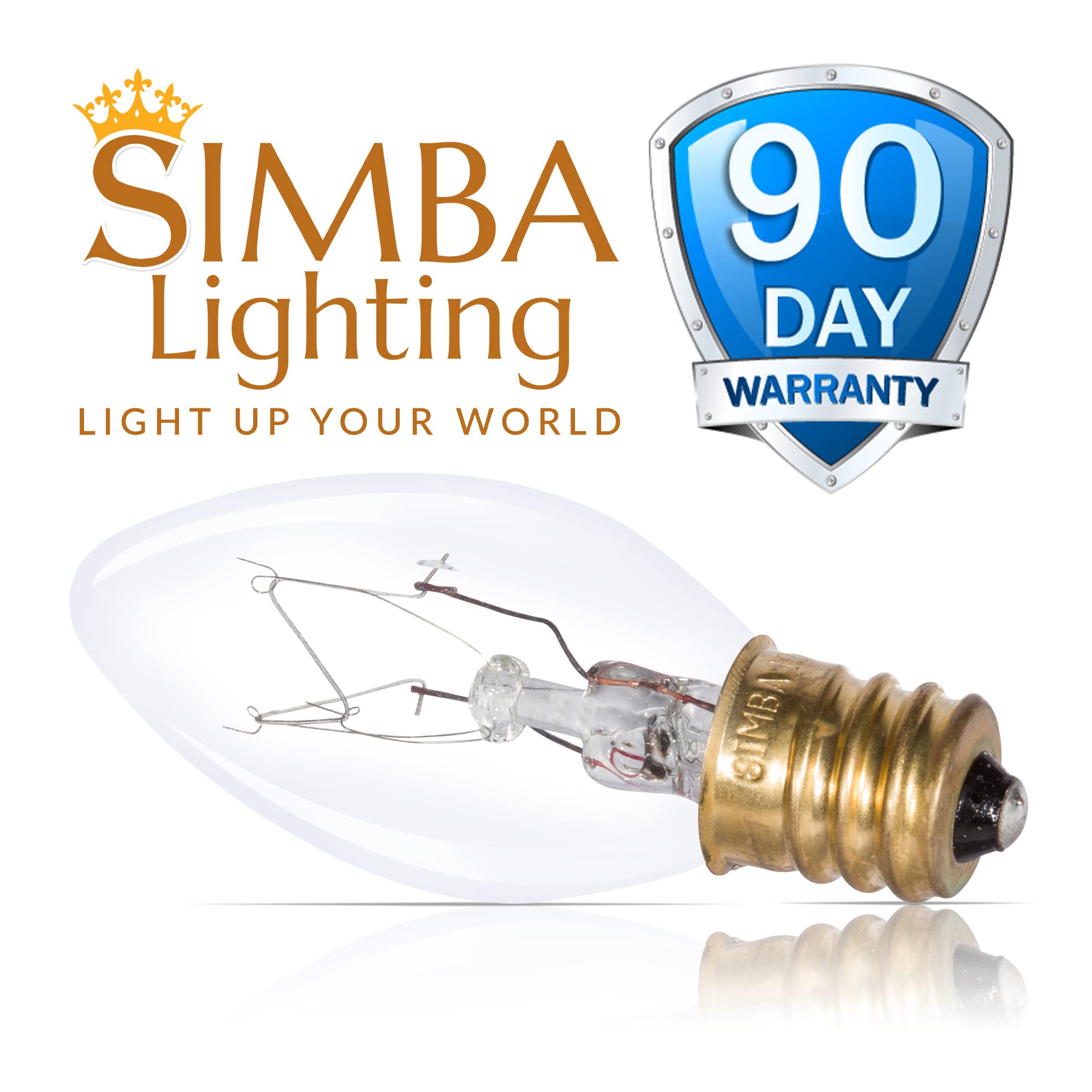 Simba Lighting C7 4W Replacement Bulb (6 Pack) for Night Light, Clear Candle Shape, 120V, E12 Candelabra Base, Dimmable, 2700K Warm White