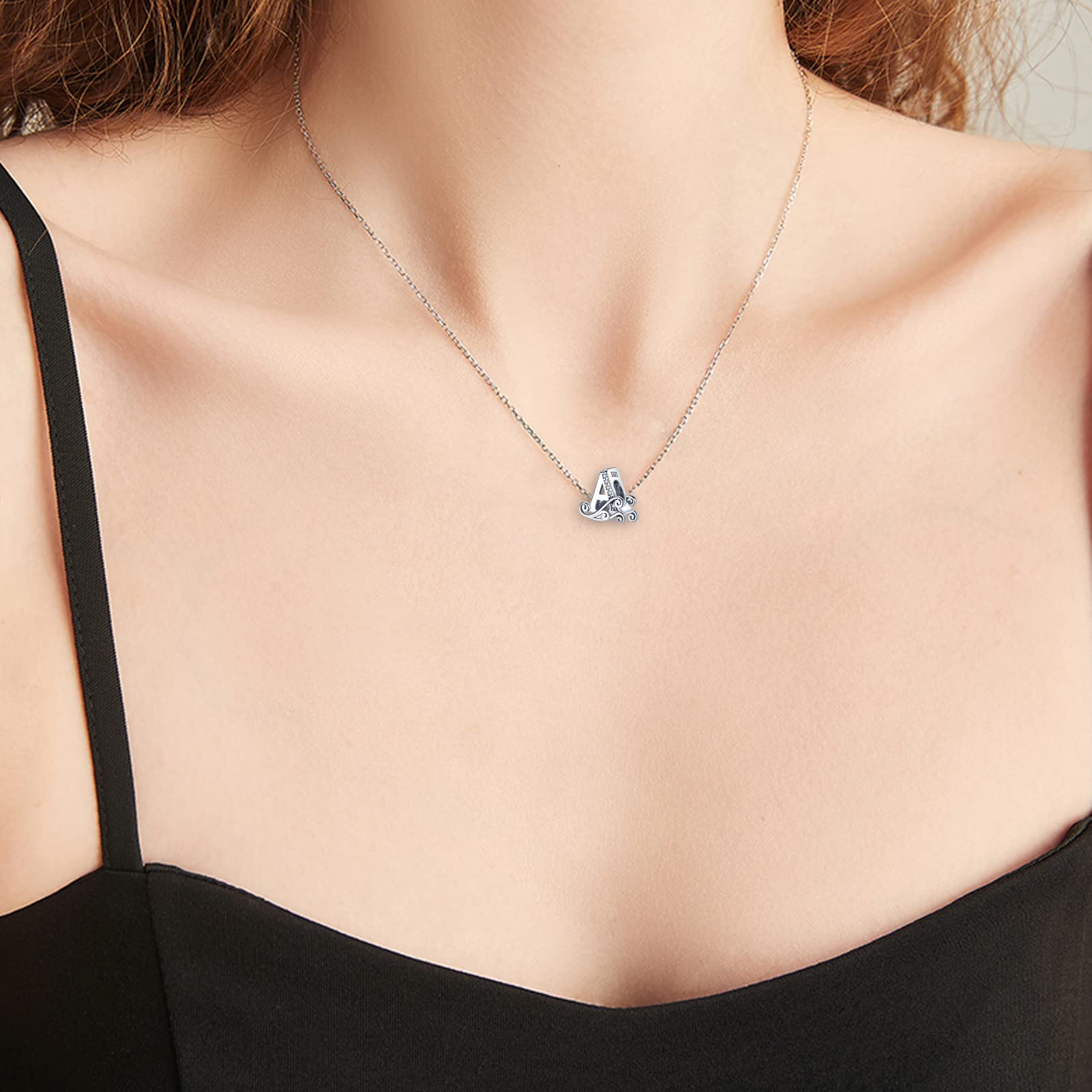 XinYouZhi Initial A-Z Letter Beads 925 Sterling Silver Alphabet Dangle Charms with Cubic Zirconia