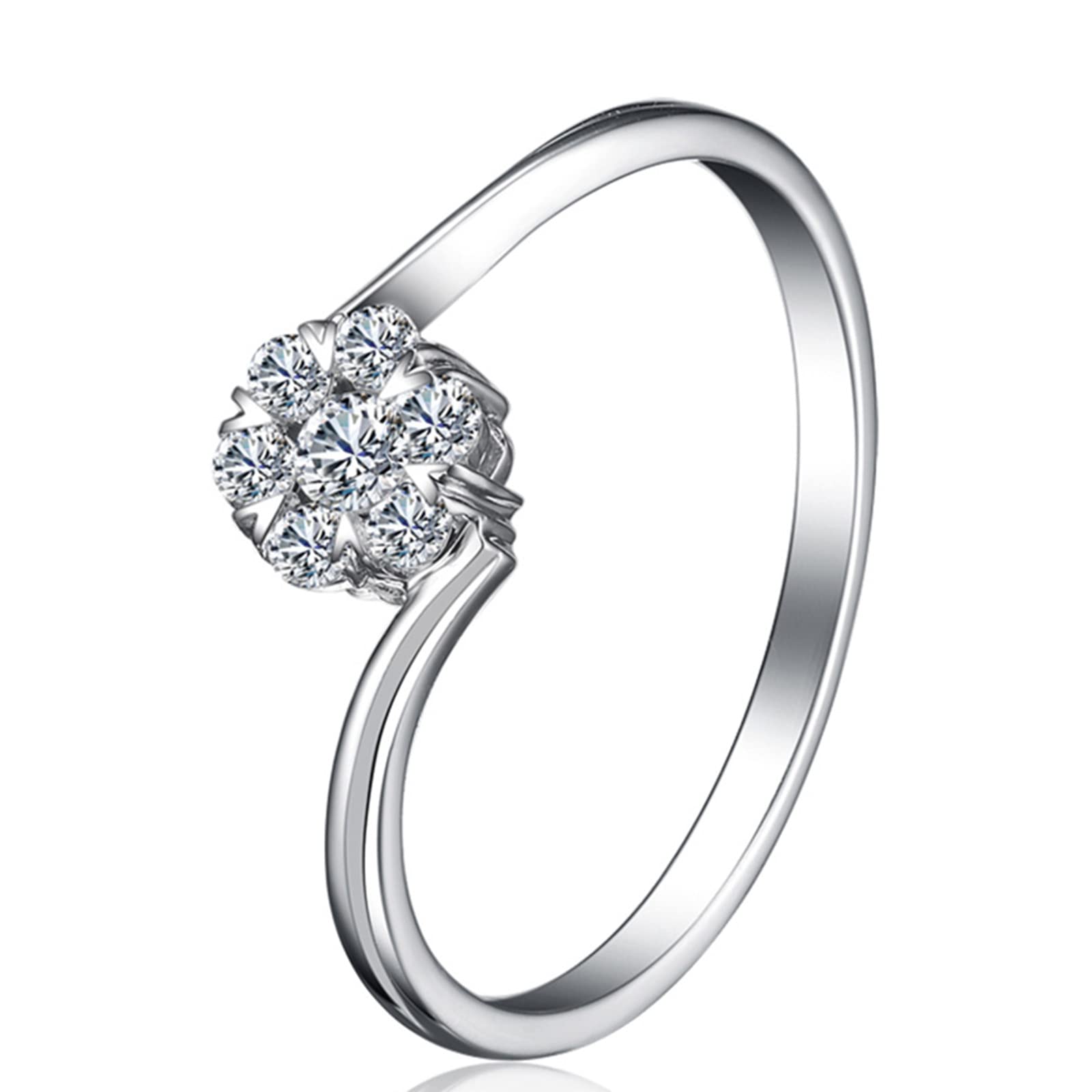 WSX Pure Gold Engagement Ring Women 0.6cttw Round Moissanite Wedding Promise Halo Ring Twisted for Her