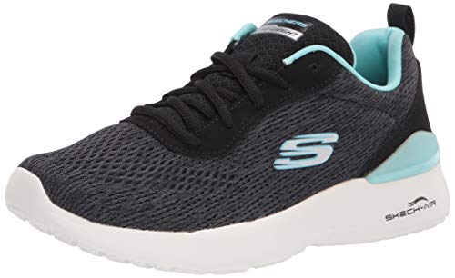 Skechers Women's Skech-Air Dynamight - Top Prize Sneaker, Black/Turquoise, 7 W