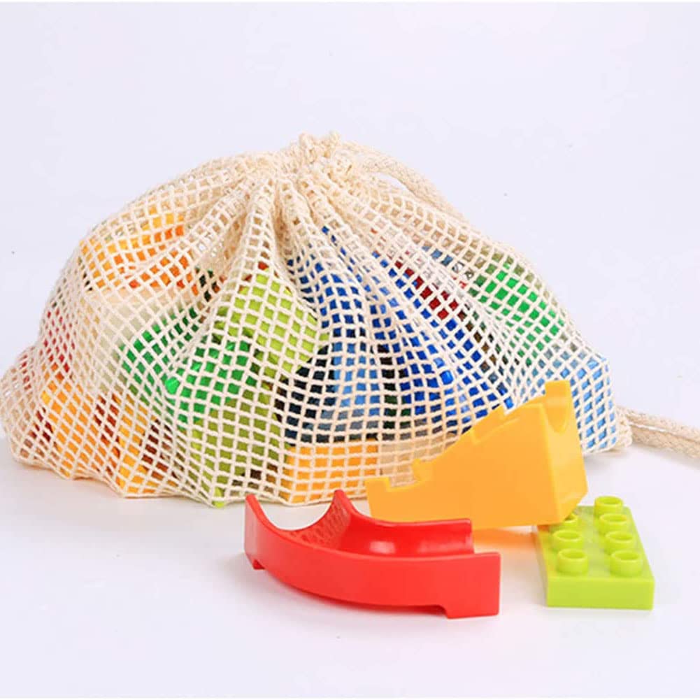 Reusable Mesh Shopping Bag, Supermarket Eco-Friendly Cotton Bag Pump Or Drawstring Bag of Vegetables, 10 Storage Bags,43CM