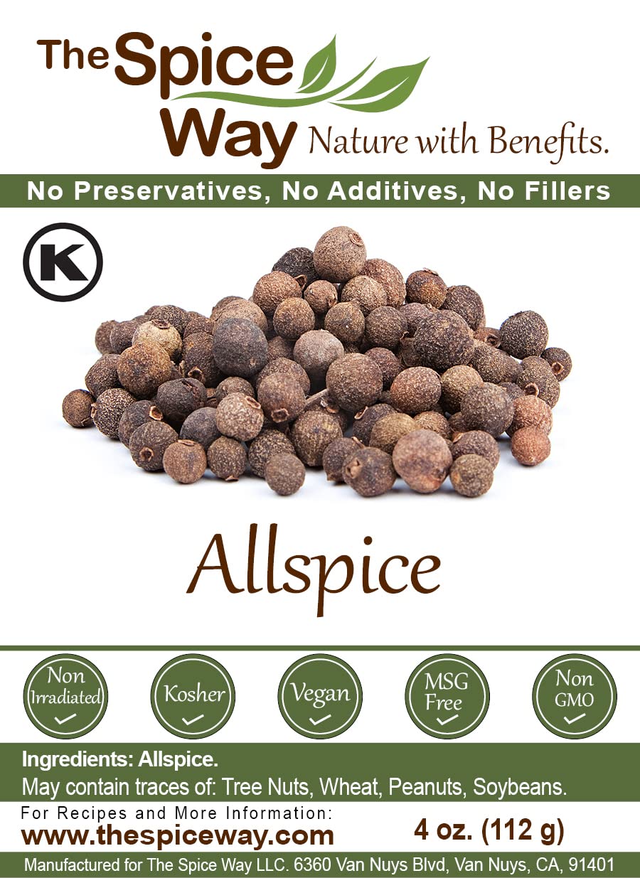 The Spice Way Allspice - Whole (4 oz) a multipurpose berry for curries, sauces, soups and even pastries