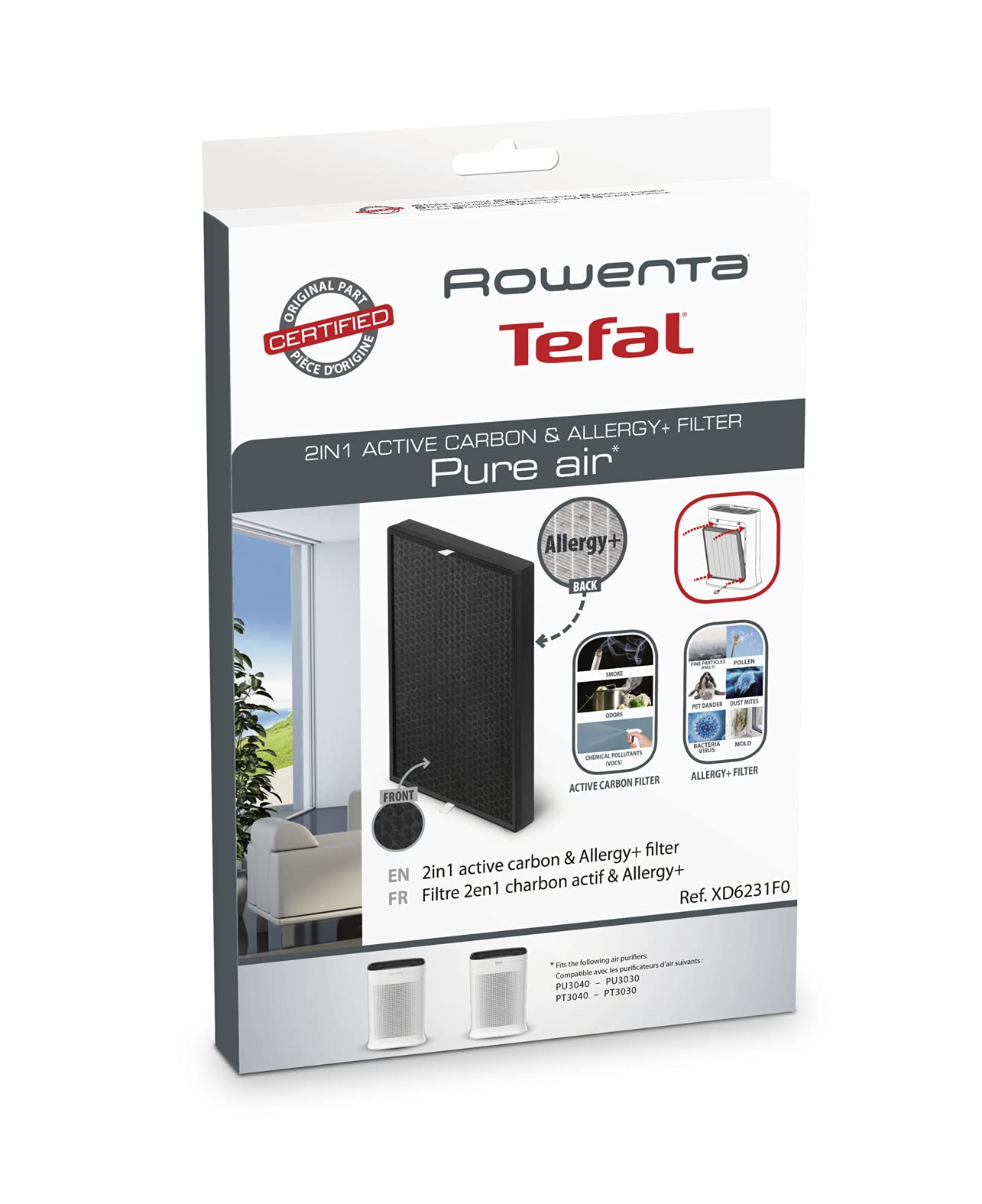 Rowenta Pure Air Mid Size 2-in-1 Active Carbon & Allergy Filter