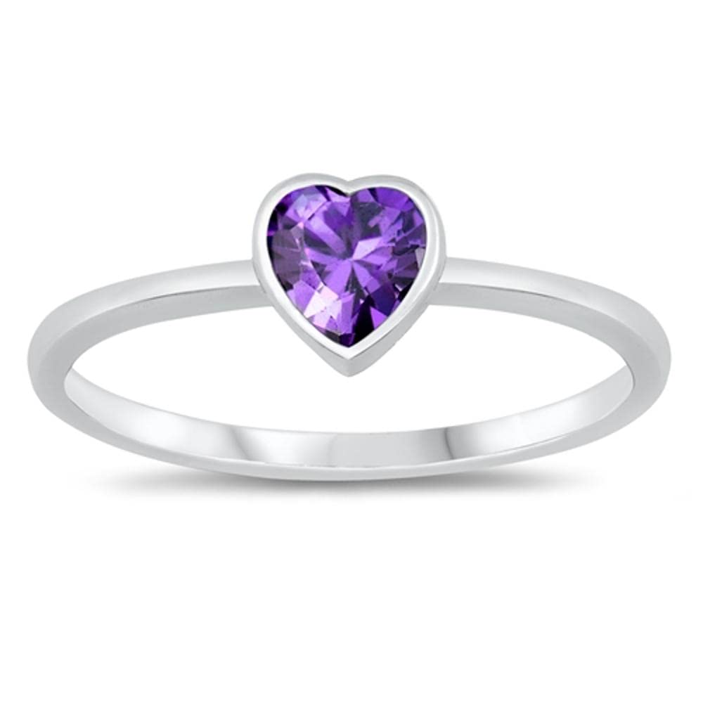 Simple Classic Solitaire Love Heart Promise Sterling Silver Ring New Size 11