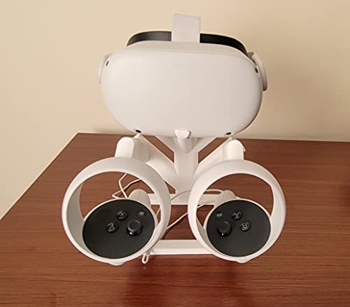 Virtual Reality (VR) Stand for Oculus Quest 2 Headset and Controllers - Znet3D (White)