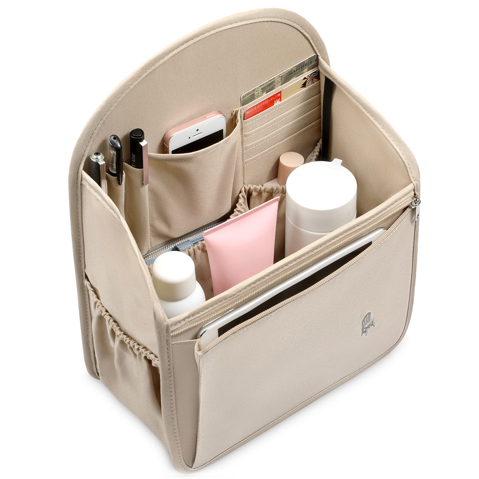 Yoillione Backpack Organizer Insert Large for Women and Men, Beige Travel Backpack Insert Organizer Rucksack Insert with Multi-Pocket
