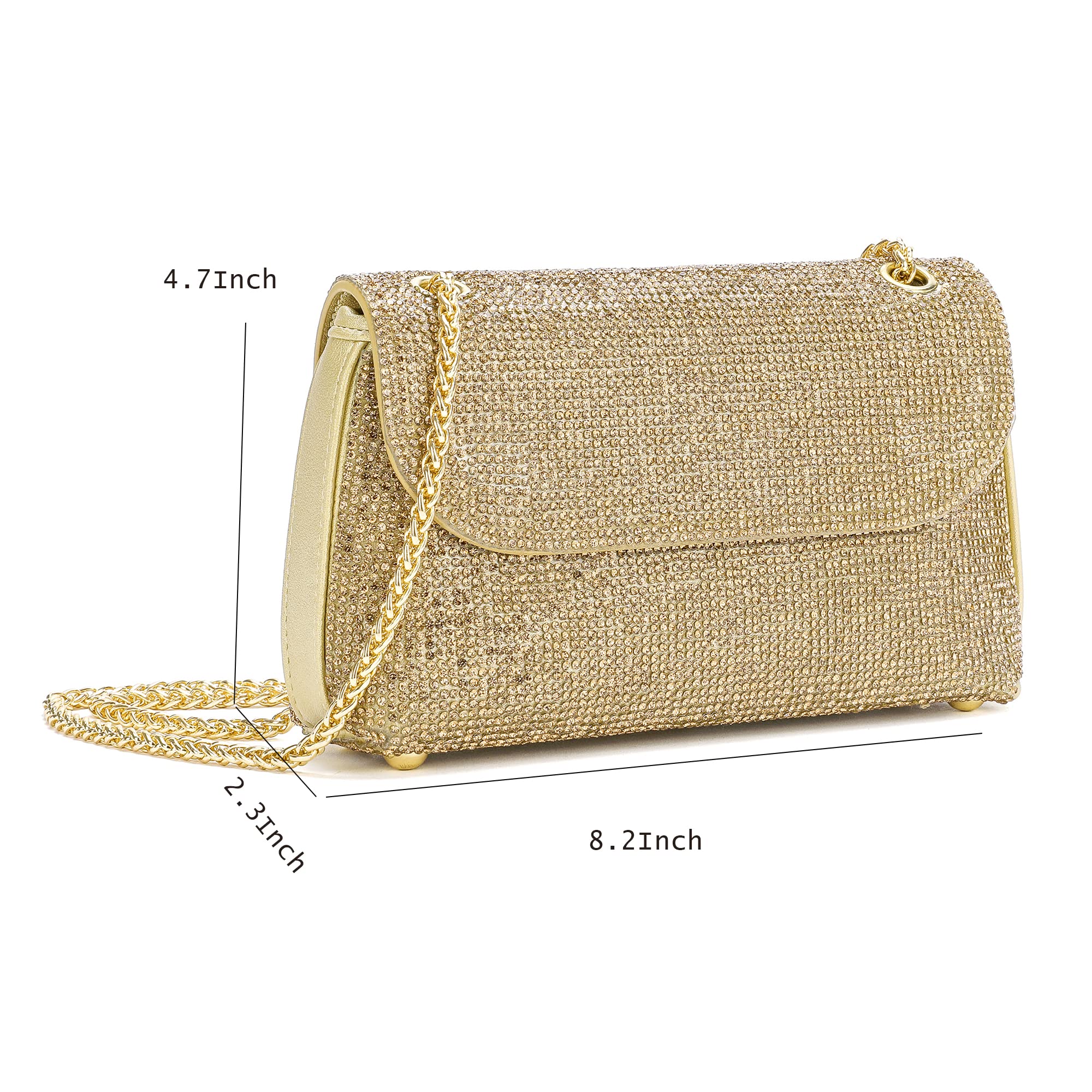 Sparkling Clutch Diamond Purse Women Evening Handbag for Dance Wedding Party Prom Bride(Gold)
