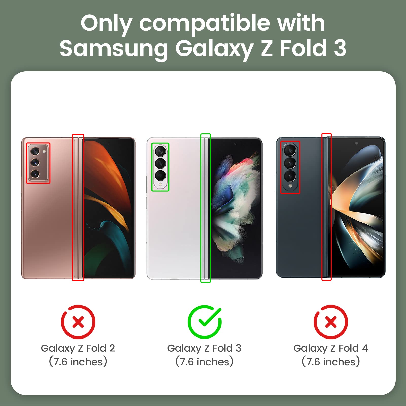 VEGO for Galaxy Z Fold 3 Case with Hinge Protection, Built-in 360°Rotate Ring Stand Magnetic Cover Case for Samsung Galaxy Z Fold 3 5G (2021) - Black