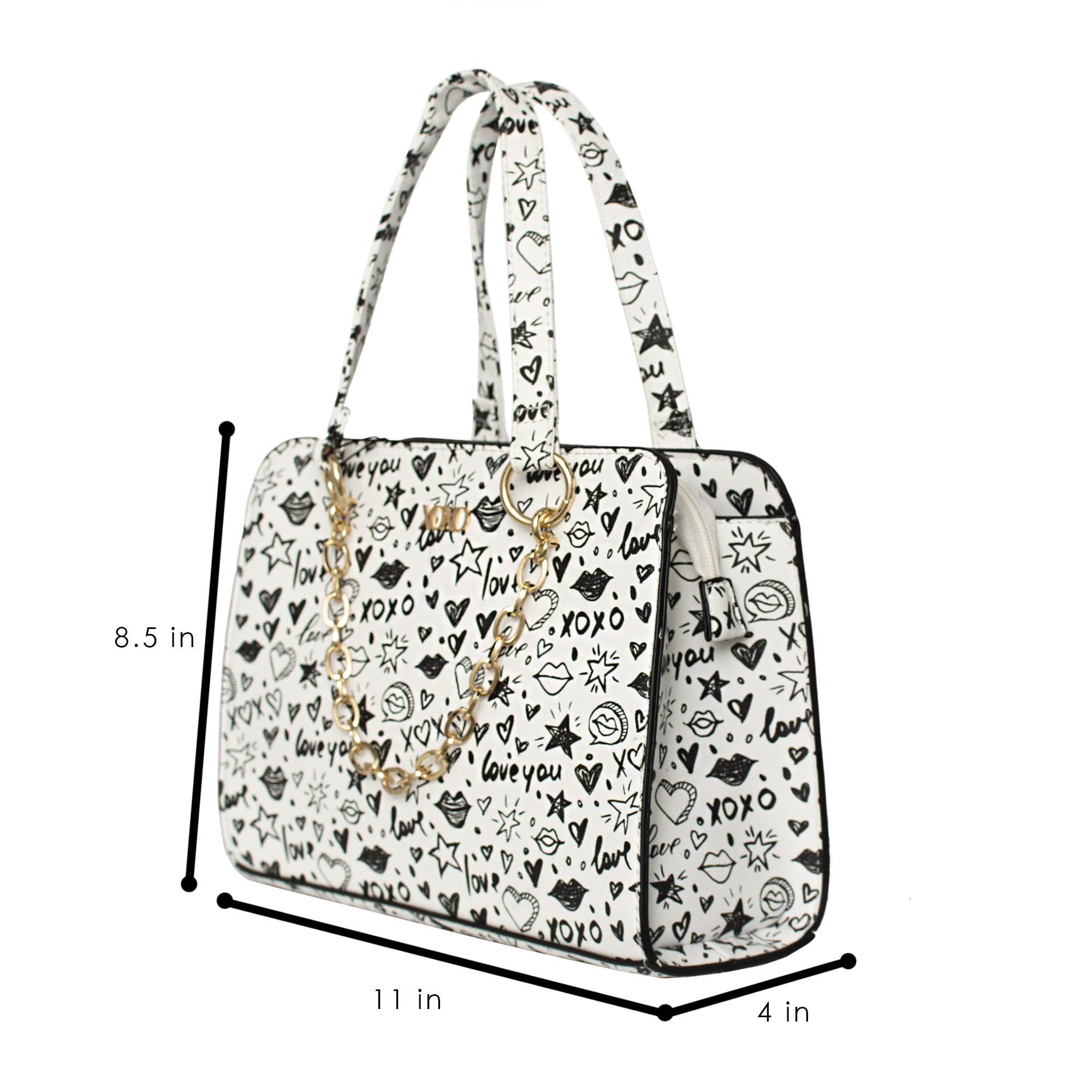 XOXO Women's Handbag Large White Graffiti Print Satchel